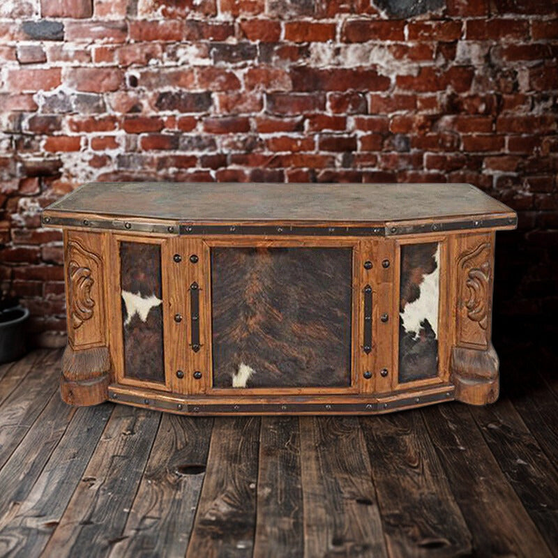 Hand Carved Cowhide Desk – Into The West