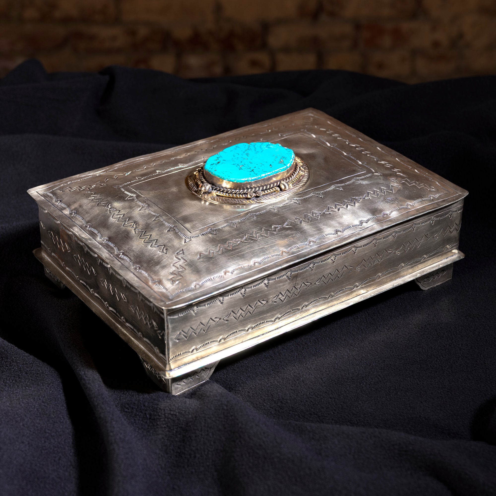 Comstock Turquoise Heirloom Box | Handmade German Silver by J ...