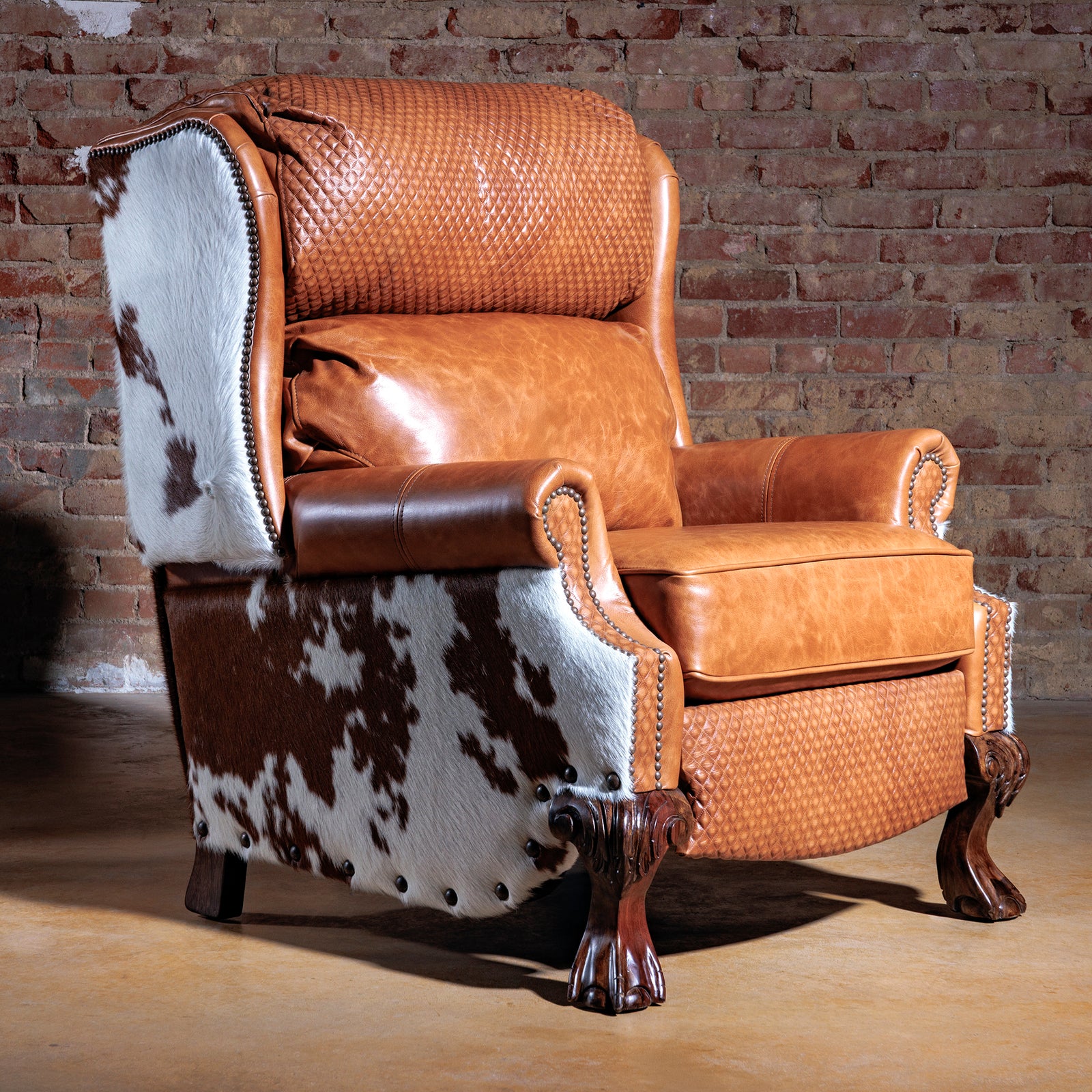 Silverado Recliner | Leather & Cowhide Western Luxury Chair – Into The West