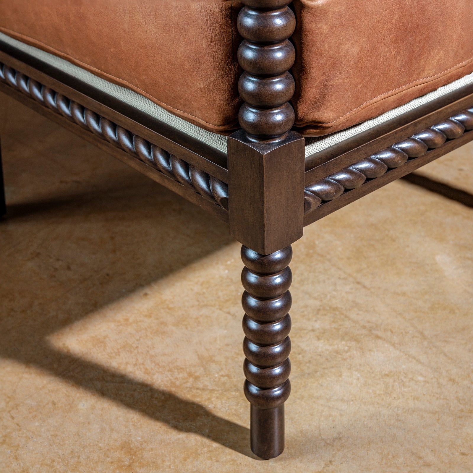 Custom Western Spool Accent Chair | Leather & Striped Cushion – Into ...