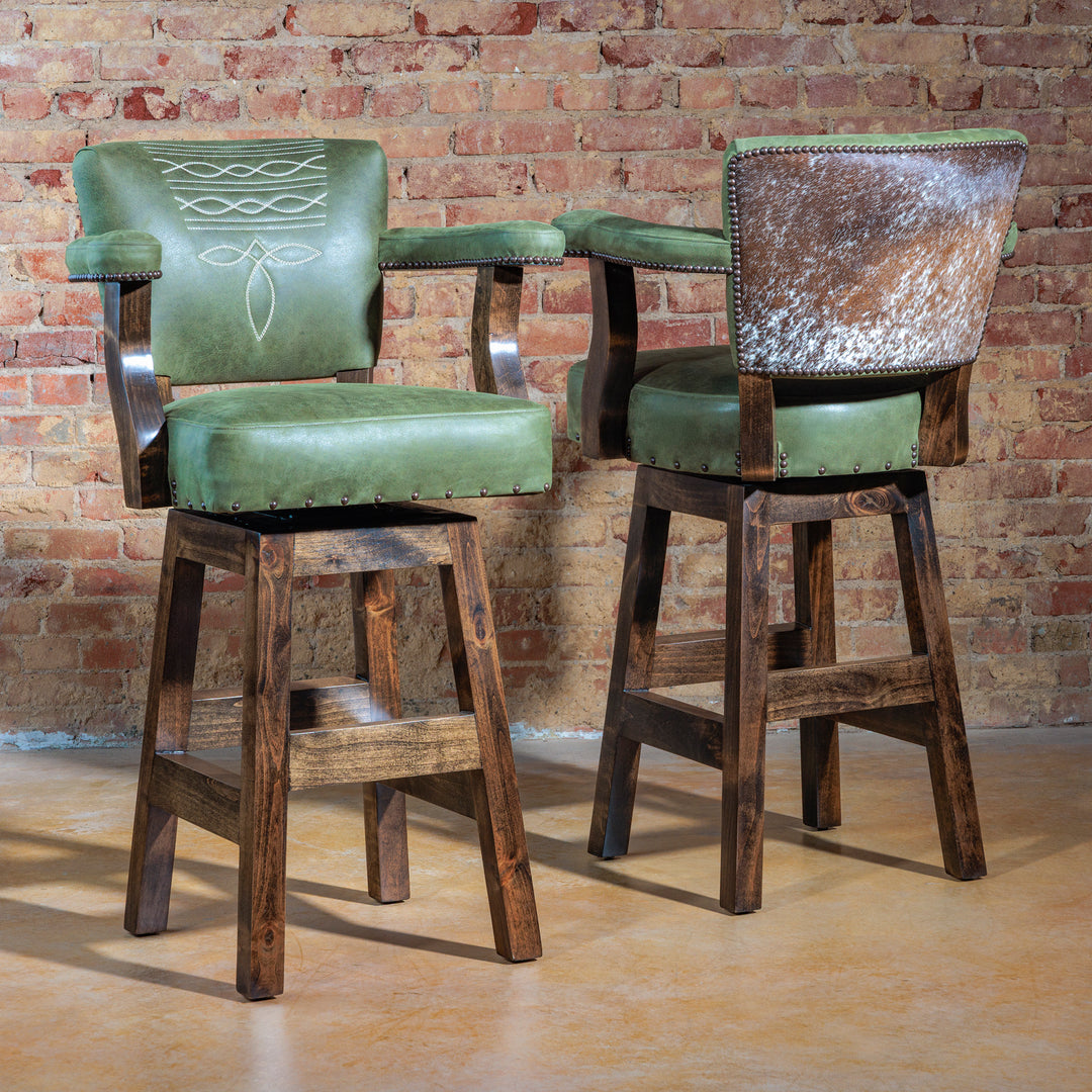 Luxury Western Bar Stools | Custom Rustic Swivel Seating – Into the West